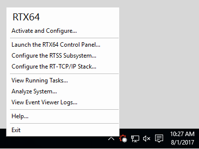 RTX64 System Tray Application