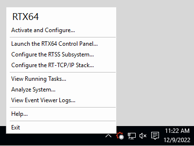RTX64 System Tray Application
